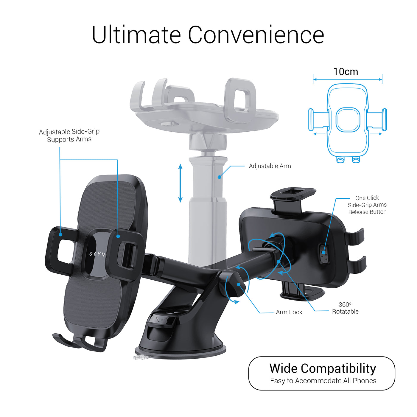 Car Dashboard & Windshield Arm Mobile Holder - Skyvik